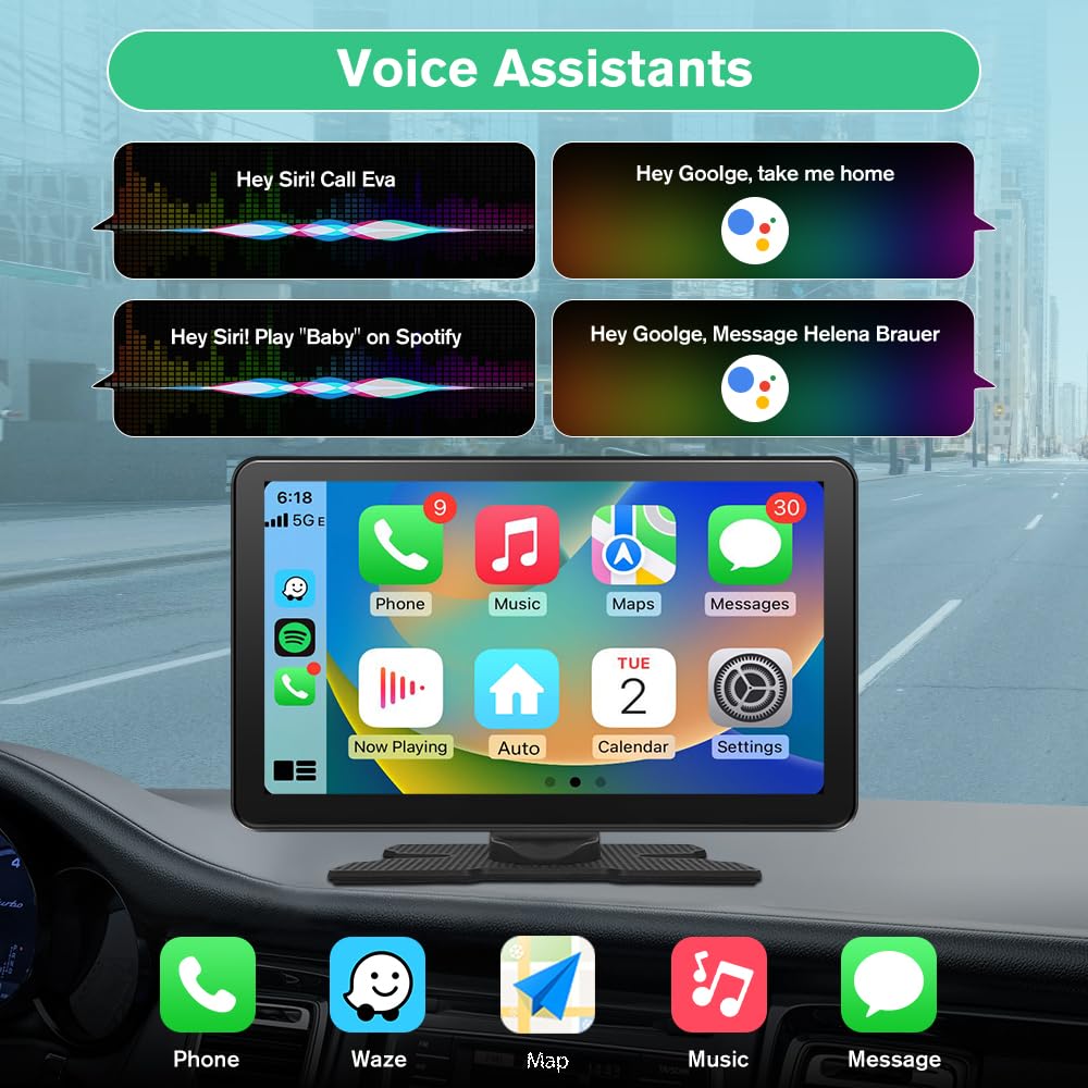 Magnetic Car Mount Screen Portable Car Stereo With Android Auto Mirror ...