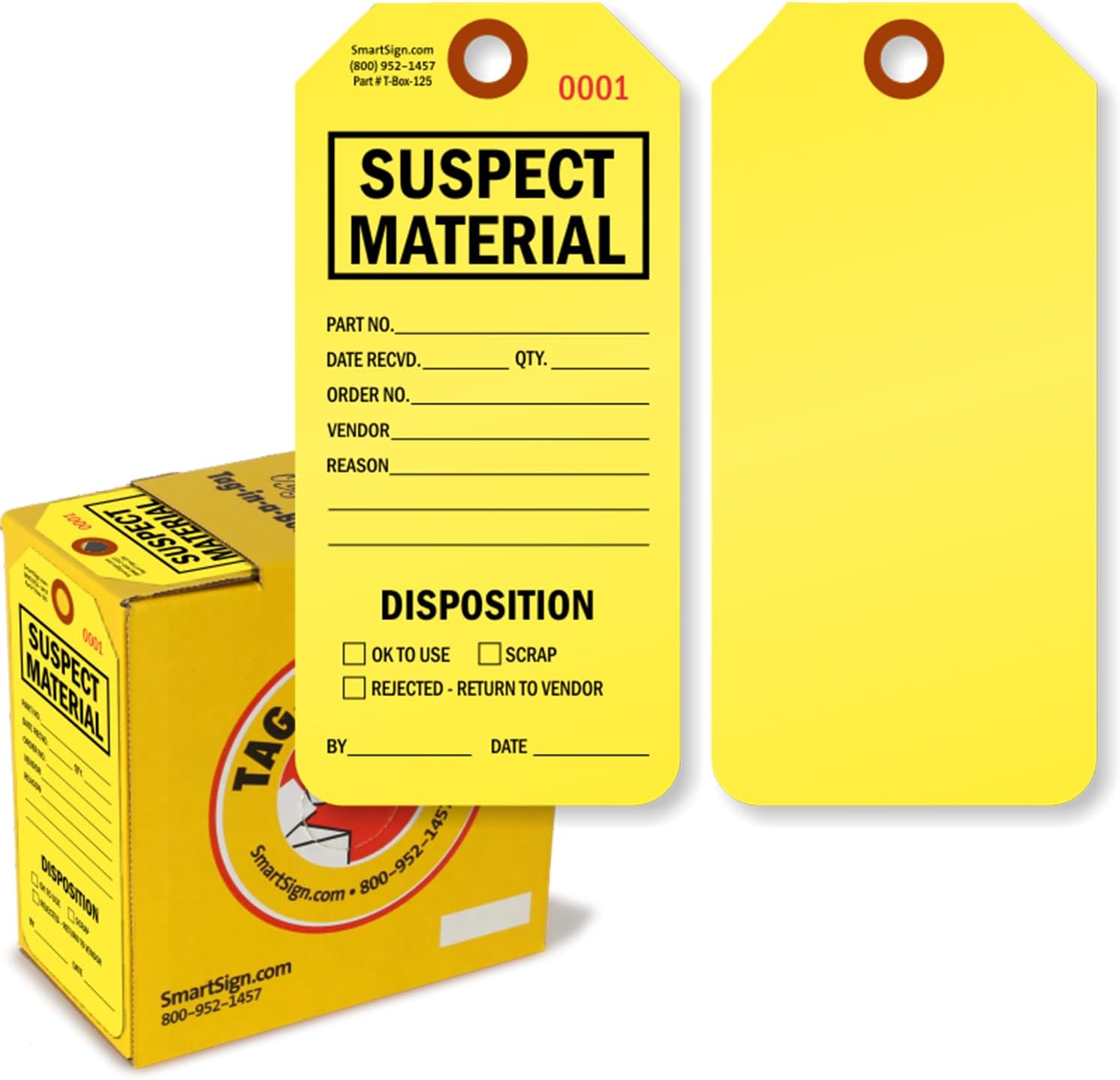 Amazon.com : SmartSign (100-Pack) Suspect Material Inspection Tags in ...