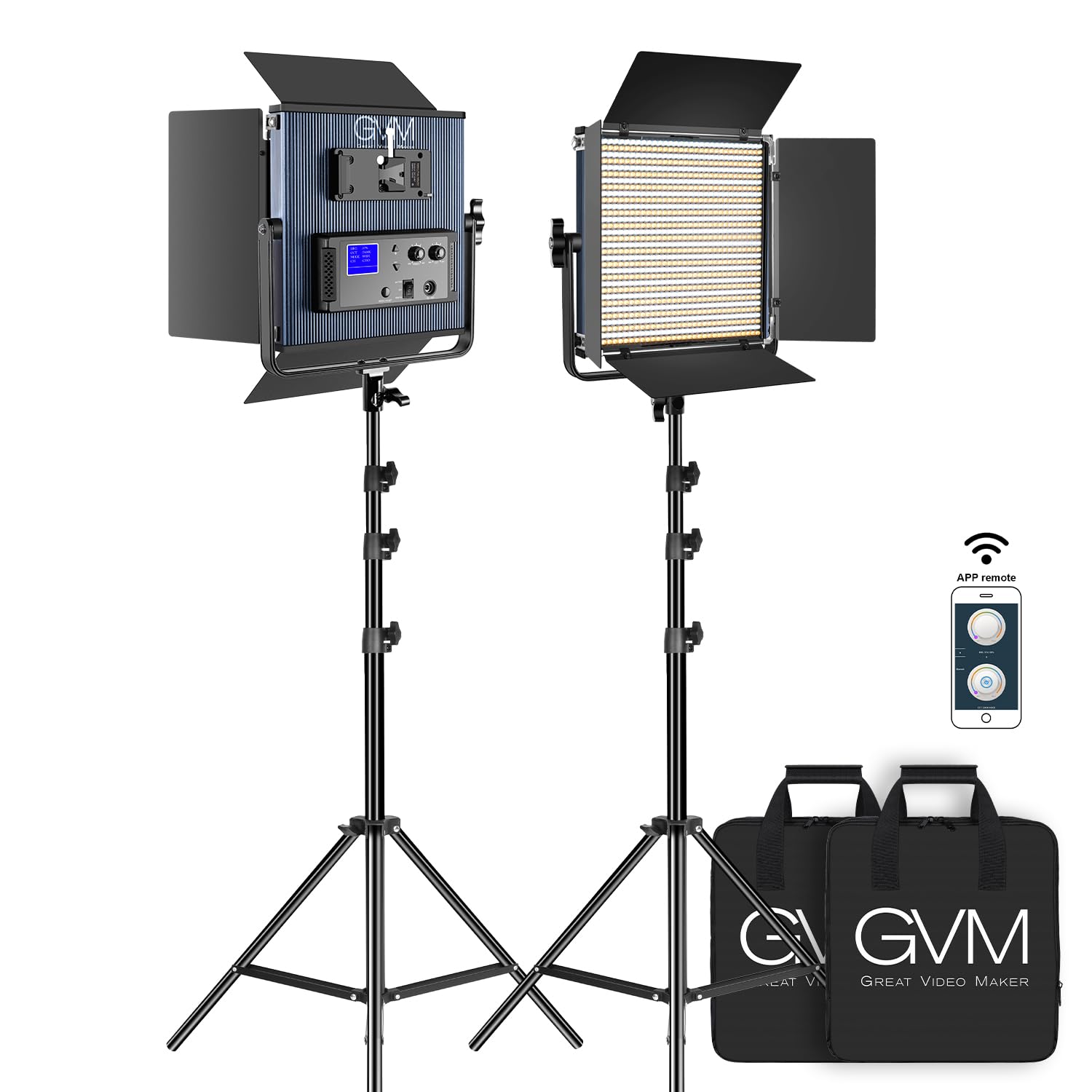 Amazon.com : GVM 65W LED Video Lighting Kits with APP Control, Bi-Color ...