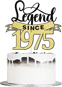 Amazon.com: Auteby legend since 1975 cake topper Happy 50th Birthday ...