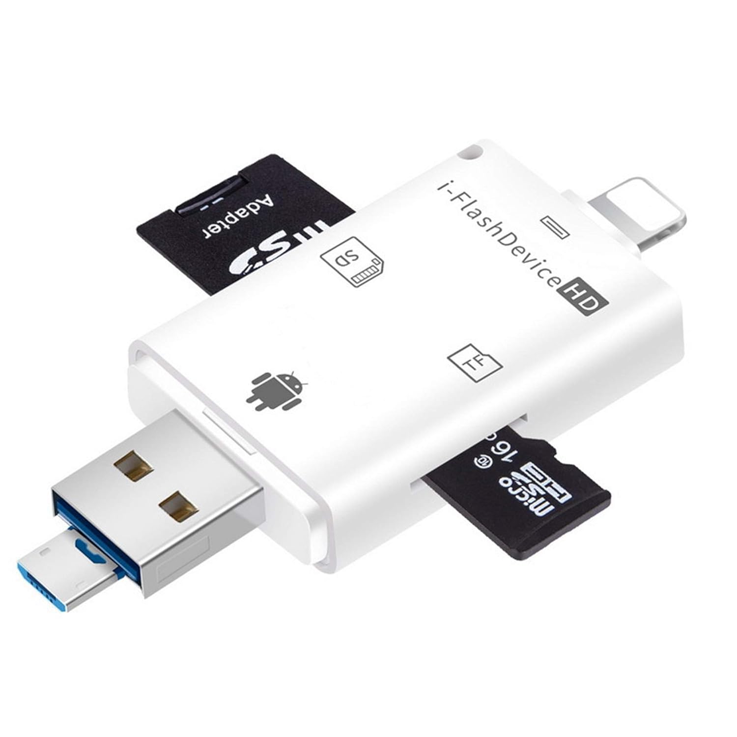 Memory Card Reader, Rumanle Flash Drive Lightning iFlash USB Micro SD ...