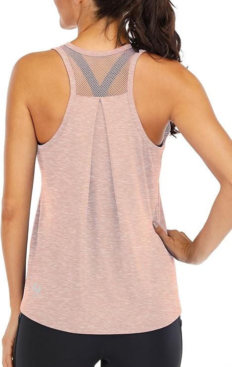 Amazon.com: ICTIVE Workout Tops for Women Loose Fit Racerback Mesh ...