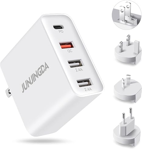 Amazon.com: 48W Universal Travel Adapter, JUNJINDA 4-Port Multi USB C ...
