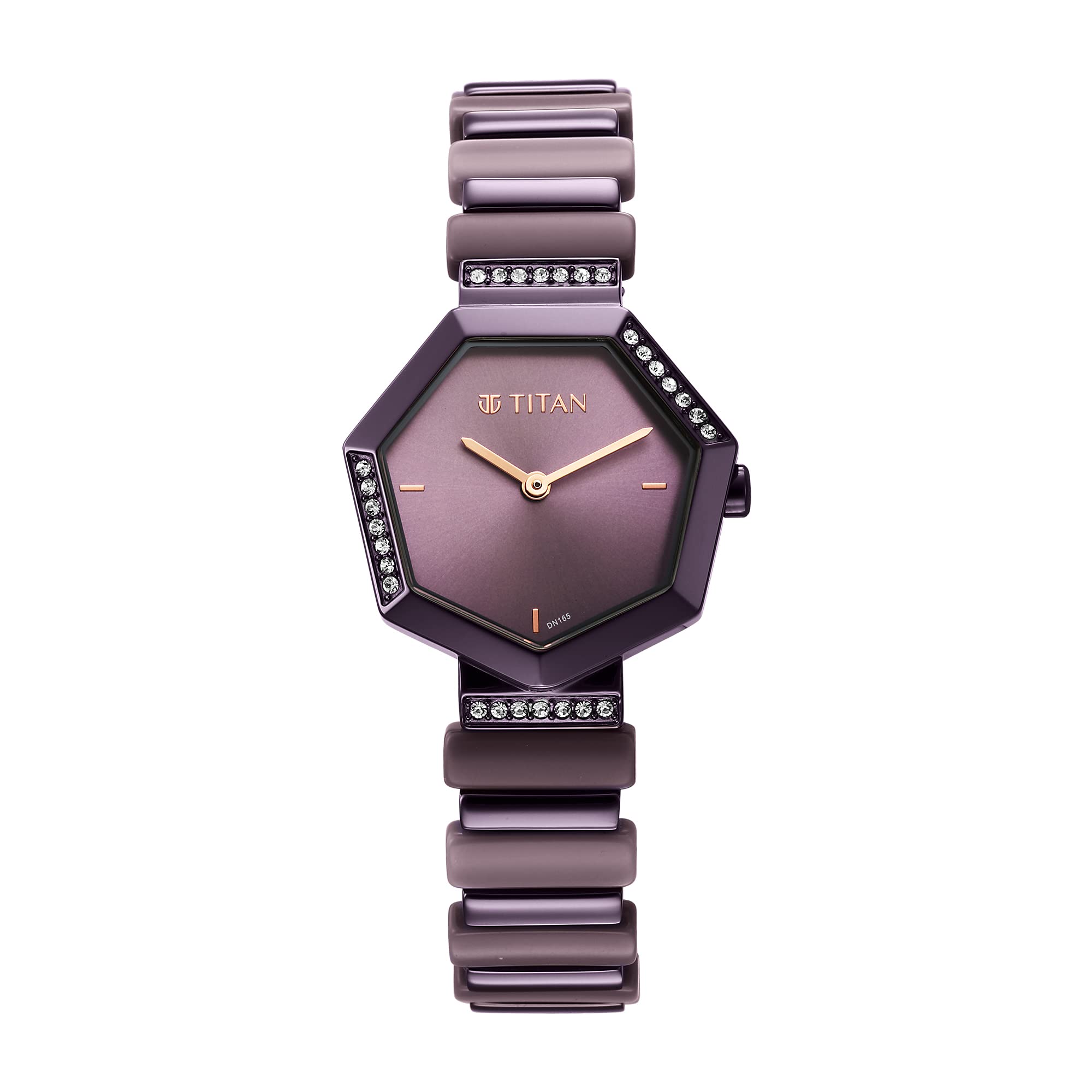 Titan Glitz Purple Dial Metal & Plastic Strap Analog Watch for Women ...