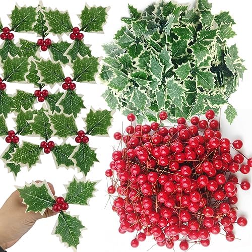 Amazon.com: Lyrow 288 Pcs Christmas Artificial Holly Berry Stems with ...