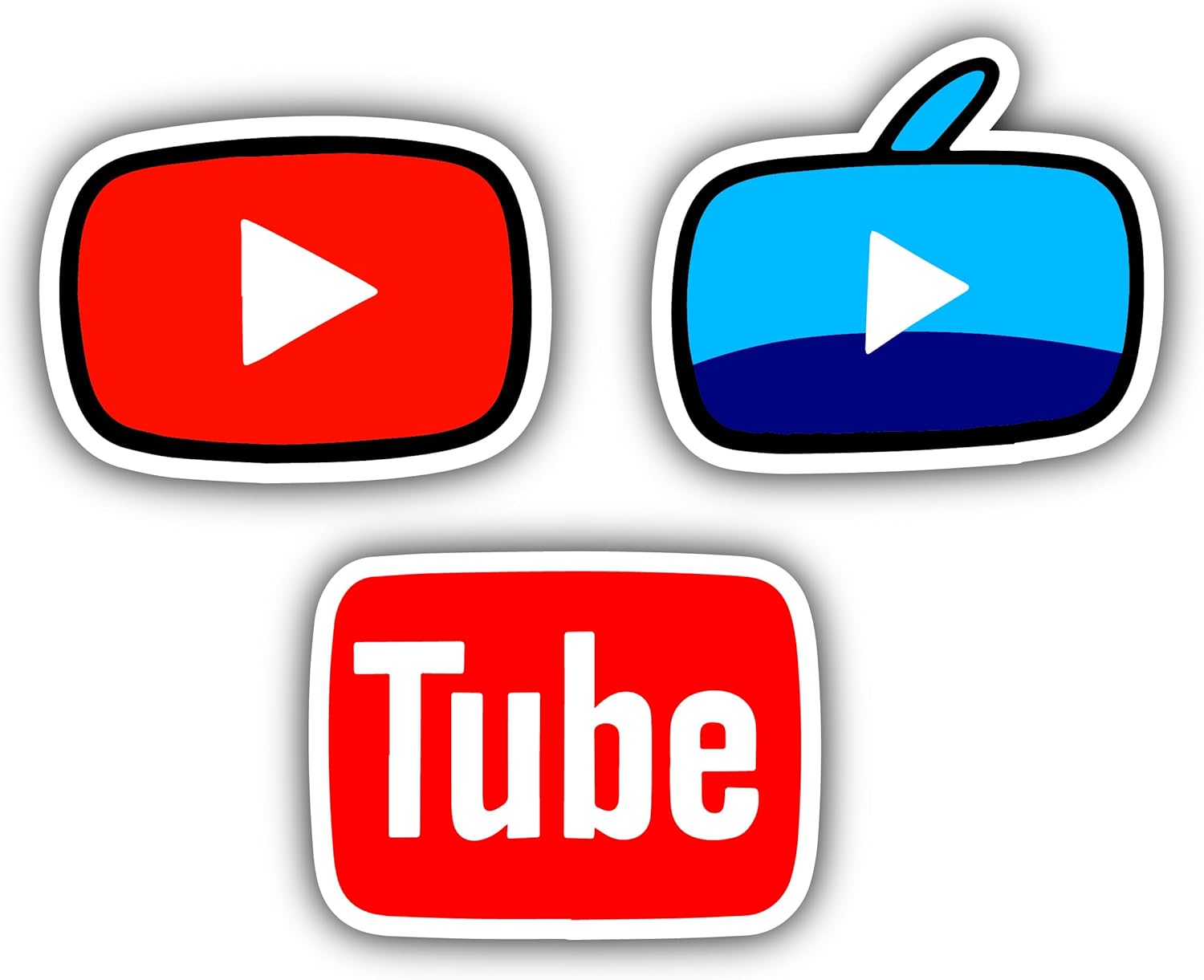 Amazon.com - SRE INVENTION YouTube Social Media Logo Stickers Pack of 3 ...