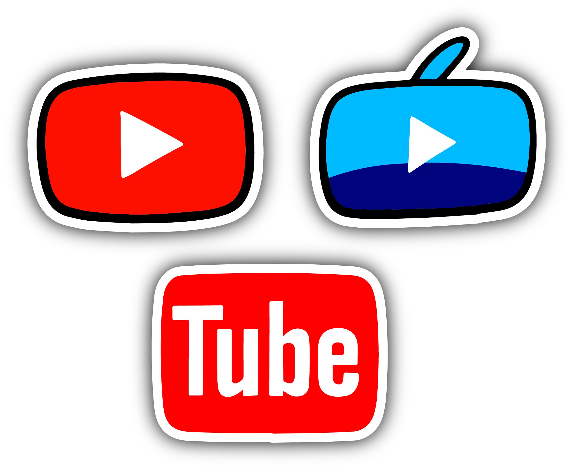 Amazon.com - SRE INVENTION YouTube Social Media Logo Stickers Pack of 3 ...