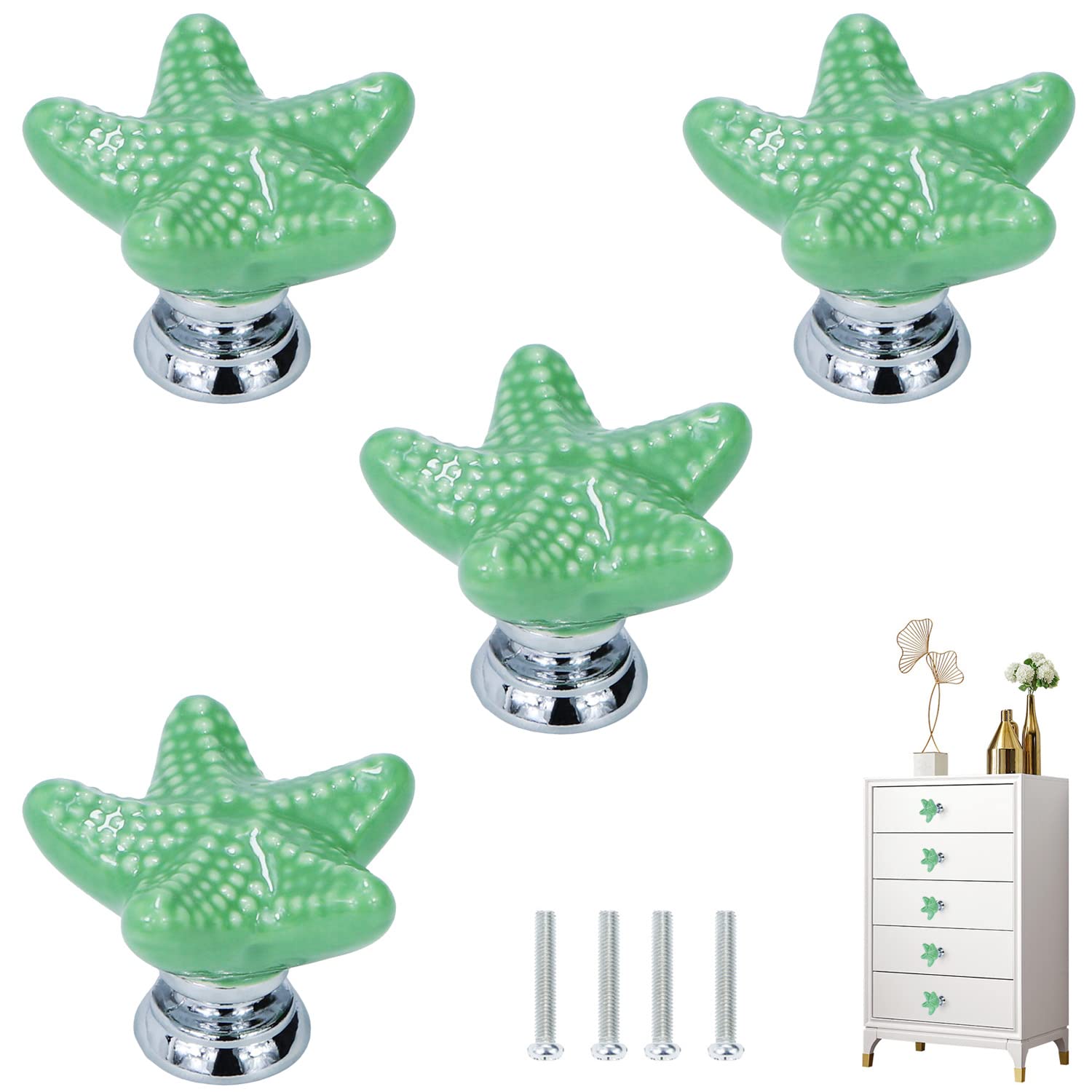 Starfish Drawer Knobs Coastal Kitchen Cabinet Knos Beach Themeb Knob ...