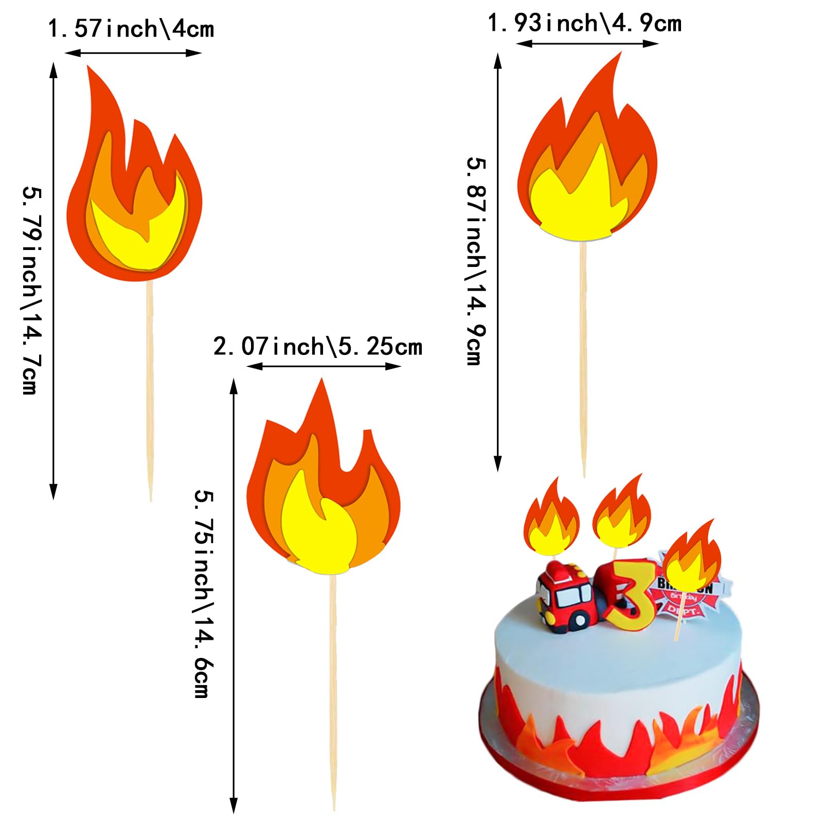 Snapklik.com : 10 PACK Fire Truck Cake Topper, Fire Truck Birthday ...