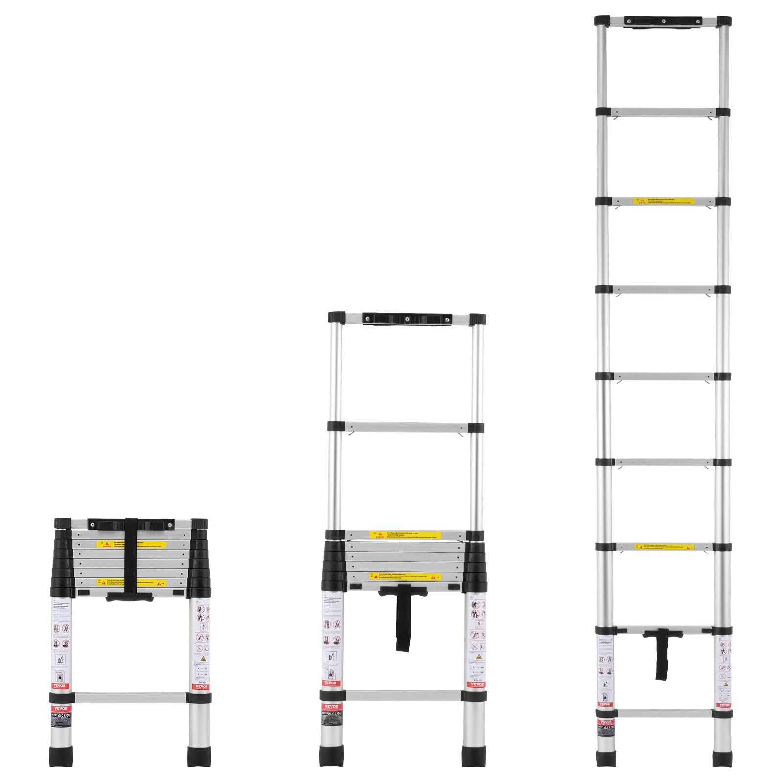 VEVOR Telescoping Ladder, 8.5FT Aluminum Lightweight Extension Ladder ...