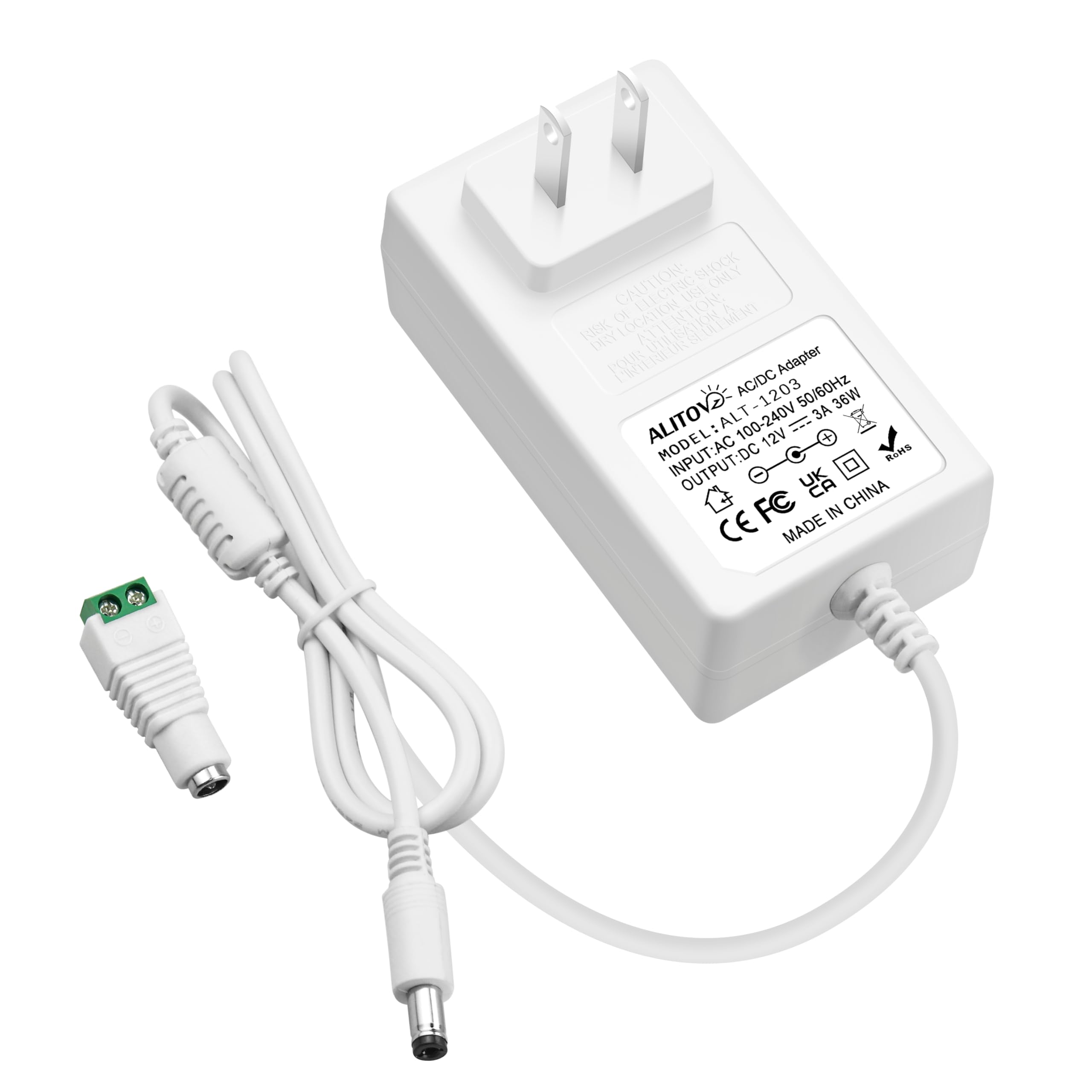 Snapklik.com : 12V Power Supply 3A 36W AC Adapter 100-240V 50-60Hz 12 ...