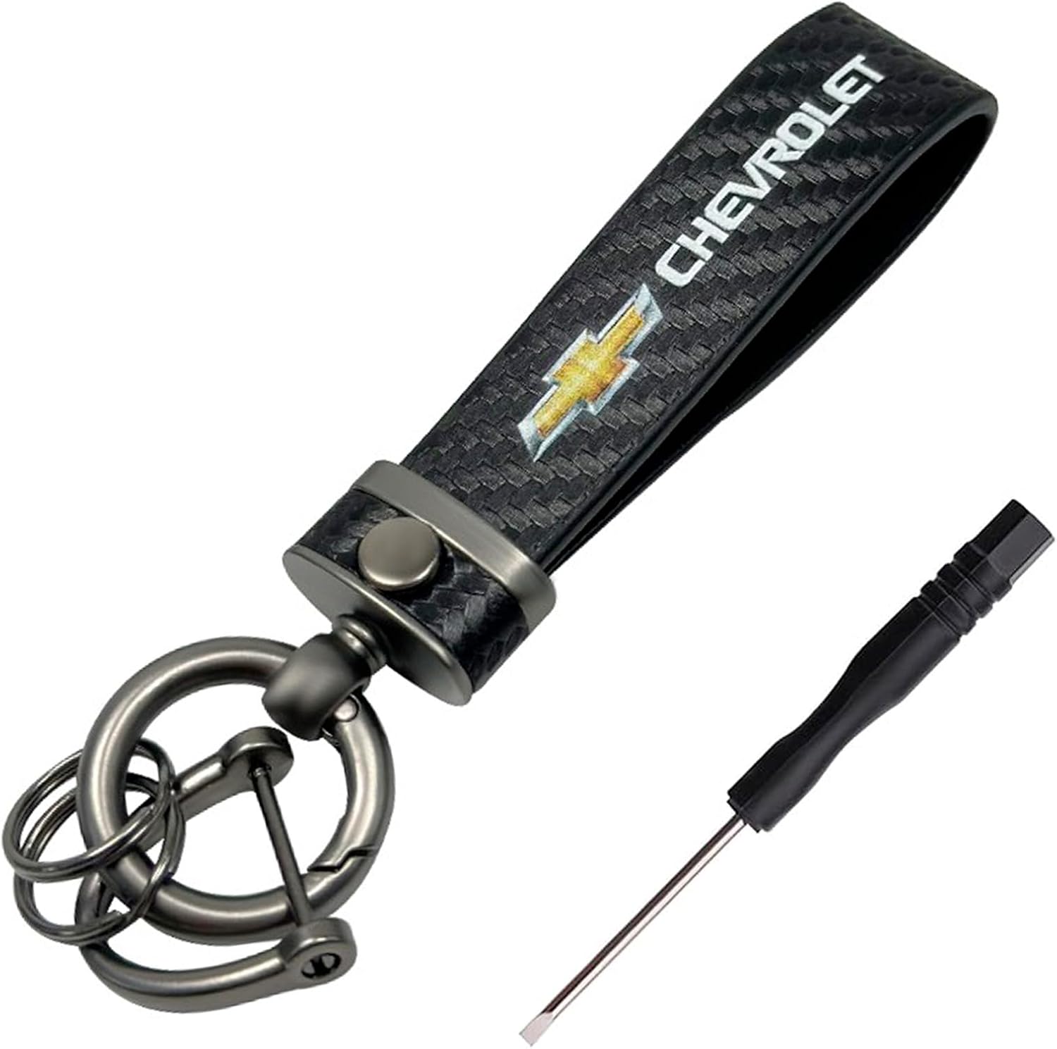 Amazon.com: GINBI Carbon Fiber Leather Car Keychain compatible with ...