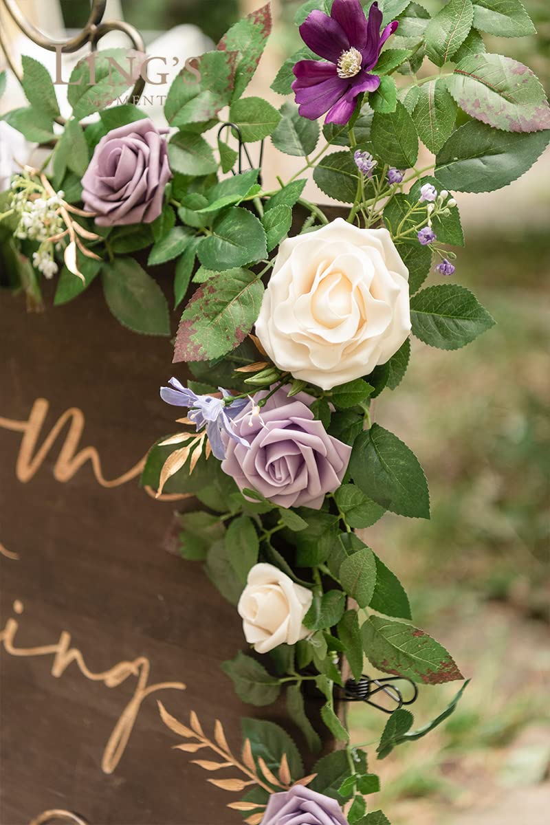 Ling's Moment Artificial Rose Flower Runner Rustic Flower Garland ...