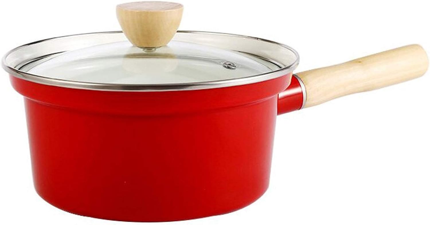 Amazon.com: LYUD Milk Pot With Lid Enamel Pan Anti-overflow Pan Single ...