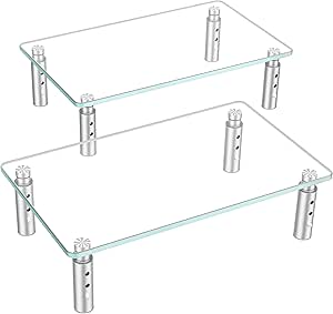 Amazon.com: Hemudu 2 Pack Monitor Stand - 3 Adjustable Height Riser ...