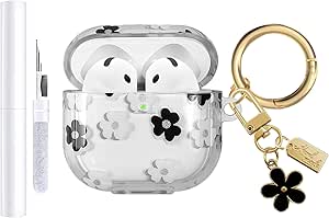 Amazon.com: AIIEKZ Compatible with AirPods 4 Case Cover 2024, Soft TPU with Cute Flower Pattern ...
