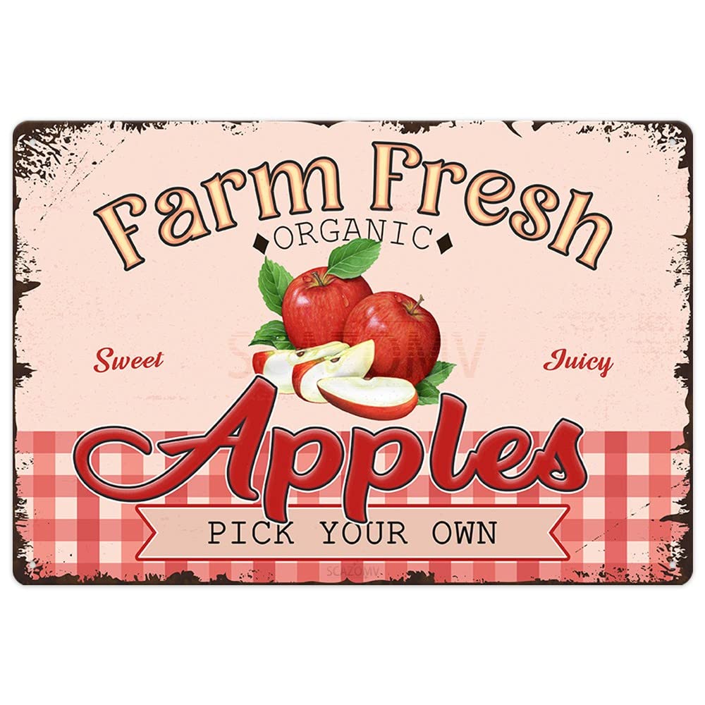 Amazon.com: SCAZOMV Farm Fresh Sweet Juicy Apples Vintage Metal Tin ...
