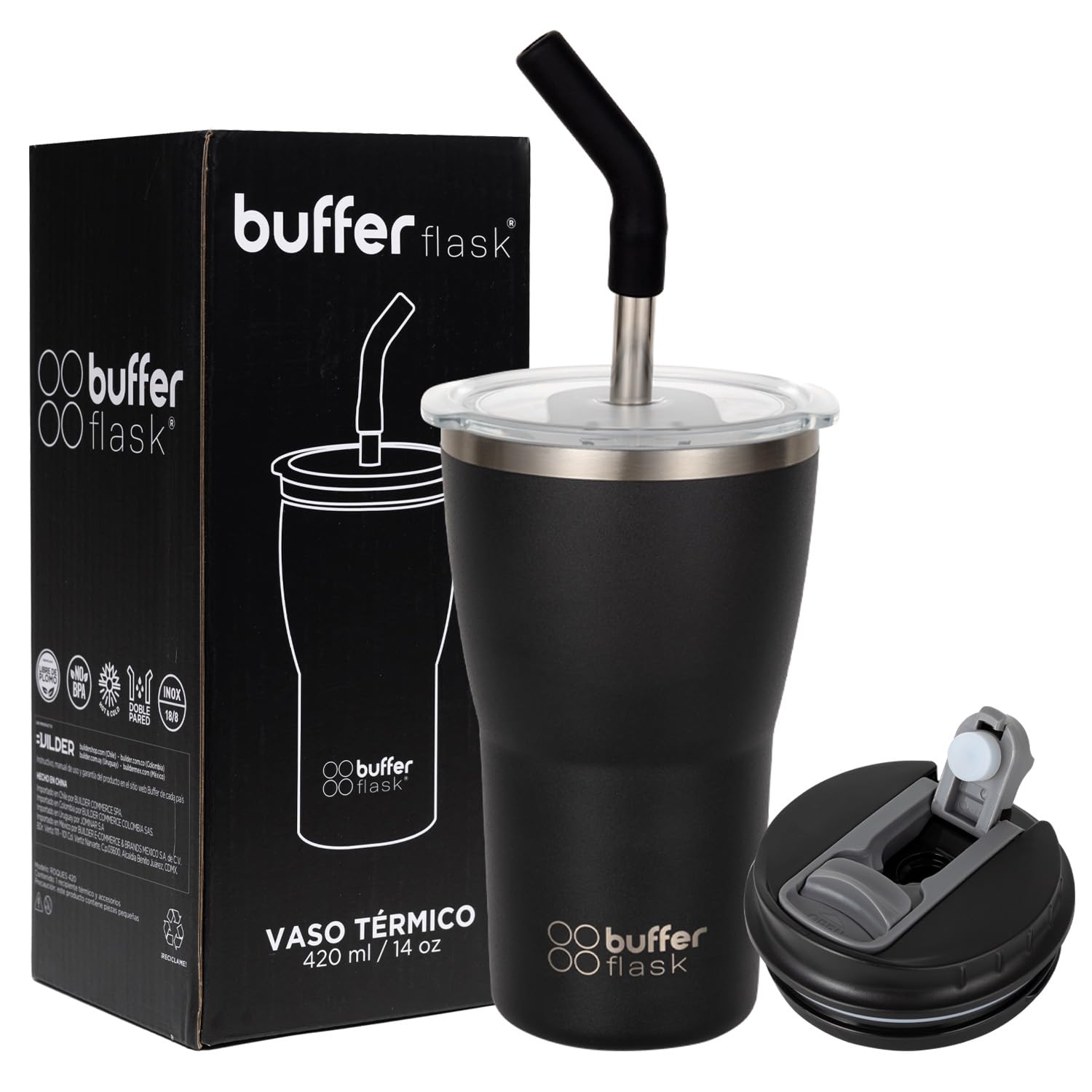 Buffer Flask - Vaso Térmico 420 ml - Termo para Café y Agua de Acero ...
