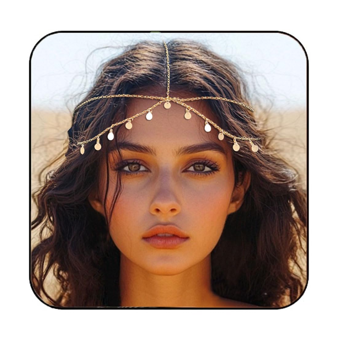 Amazon.com : Kilshye Boho Sequin Head Chain Gold Prom Headpiece Hair ...