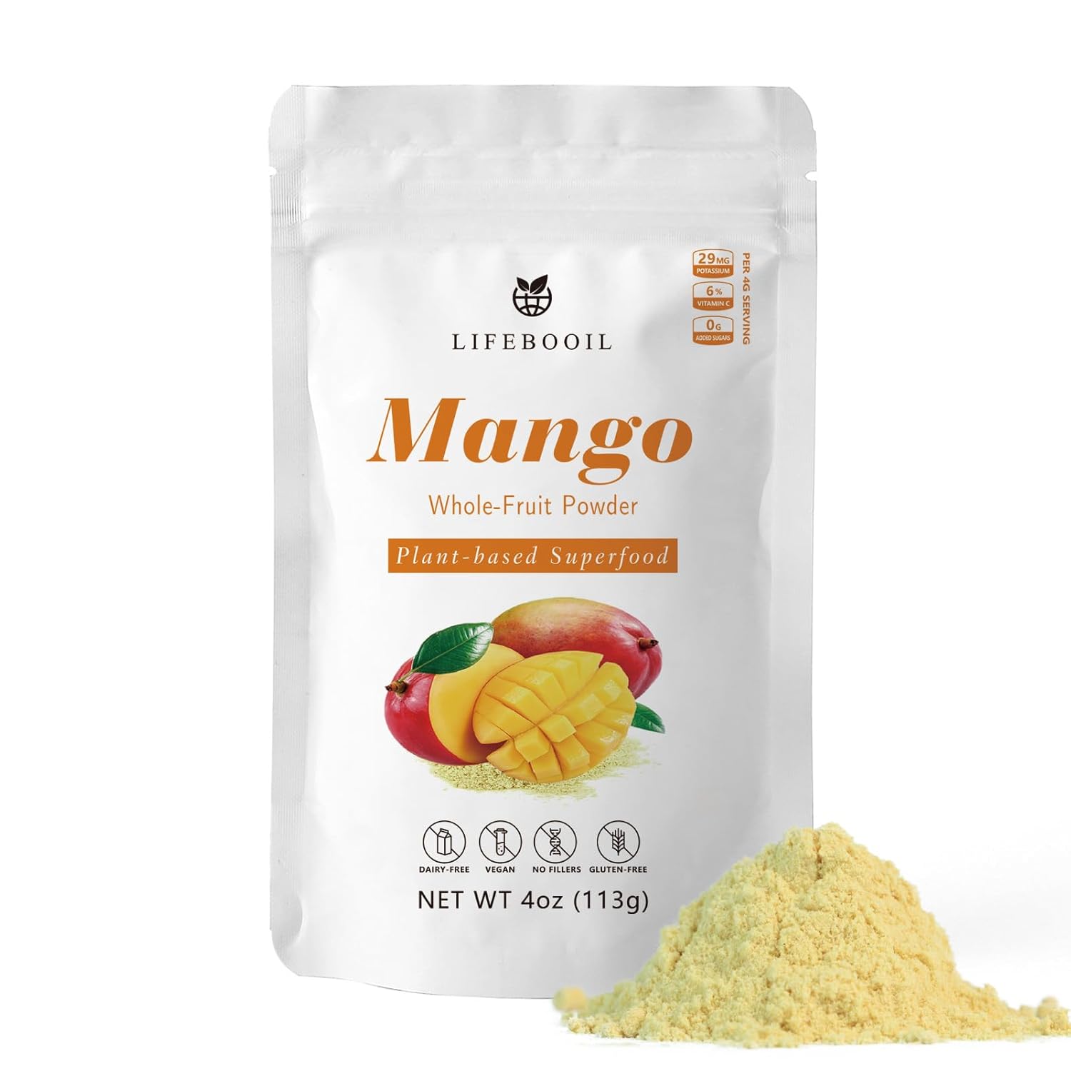 Amazon.com: 100% Mango Powder,Vegan,Non-GMO,Gluten Free,No Additives ...