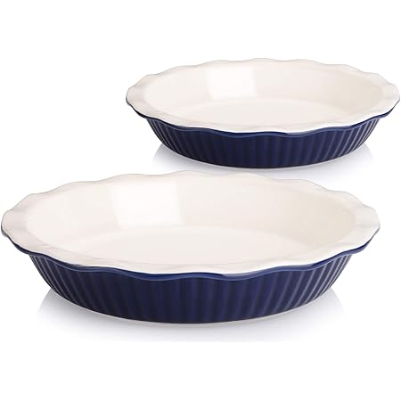 Amazon.com: Mora Ceramic Classic 9 Inch Pie Pan Set of 2 - Round Pie ...