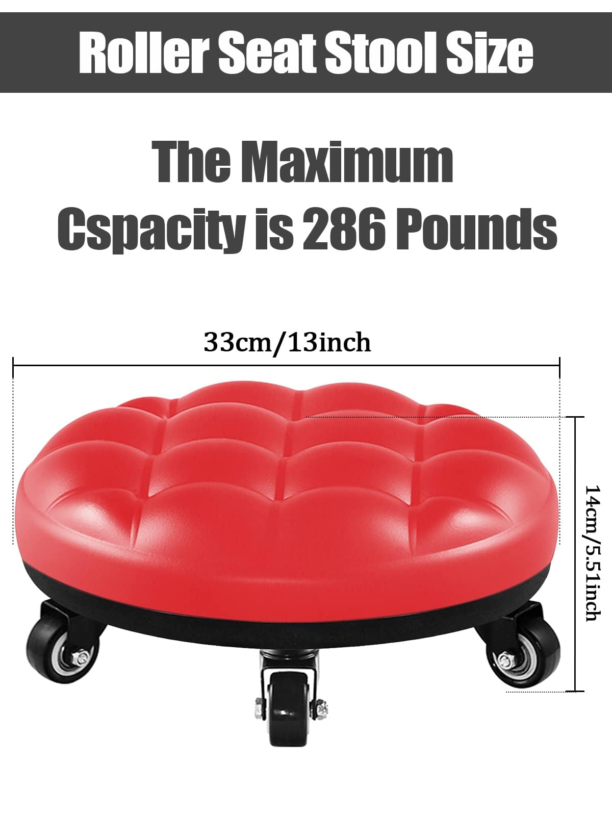 Snapklik.com : Lanstics Low Roller Seat Wheel Stool Chair PU Leather ...