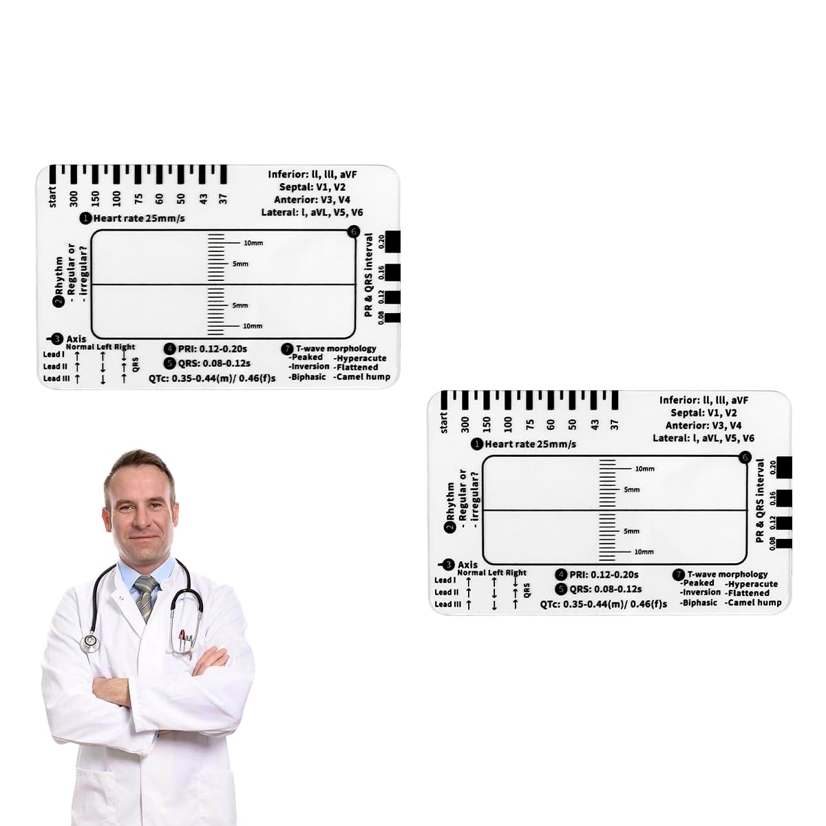 2 Pack Transparent Ecg 7 Step Ruler Ecg Ruler Pocketcard | Desertcart INDIA