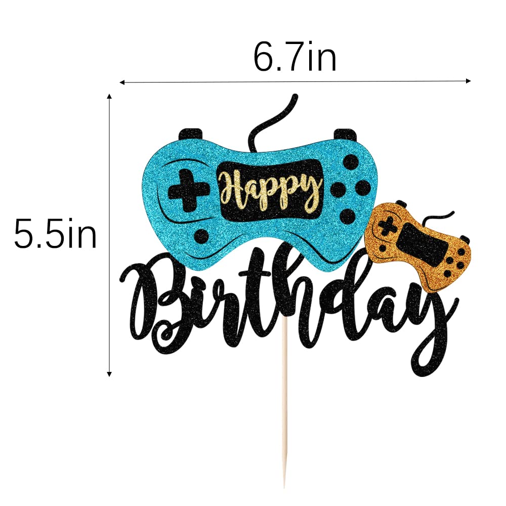 Snapklik.com : Video Game Cake Topper Glitter Game Controller Happy ...