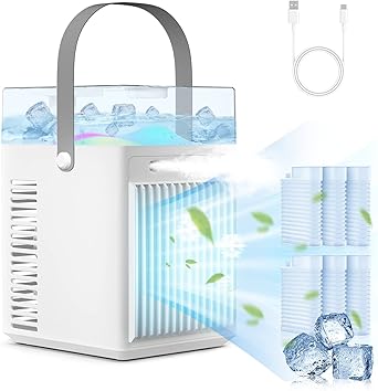 Amazon.com: Portable Air Conditioner Fan, USB Rechargeable AC, 3 Speeds ...