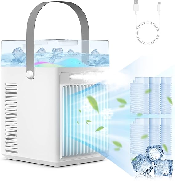 Amazon.com: Portable Air Conditioner Fan, USB Rechargeable AC, 3 Speeds ...