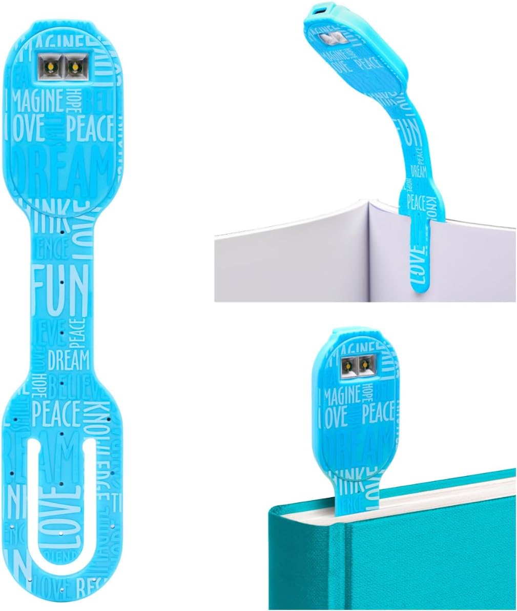 Gifts for Readers & Writers Bookmark Reading Light Blue Words - 2in1 ...