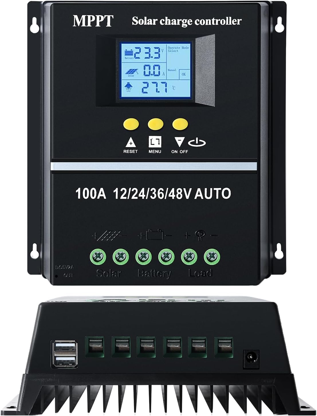 100A MPPT Solarladeregler 12V/24V/36V/48V MPPT Laderegler Auto ID LCD Display Max 100VDC Eingang ...