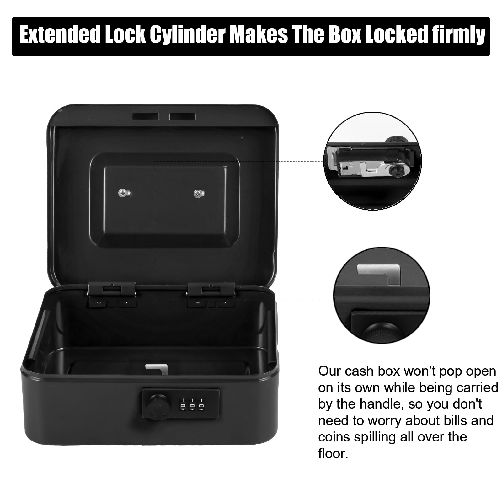 Sgorlds Cash Box with Combination Lock and Removable Cash Tray, Metal ...