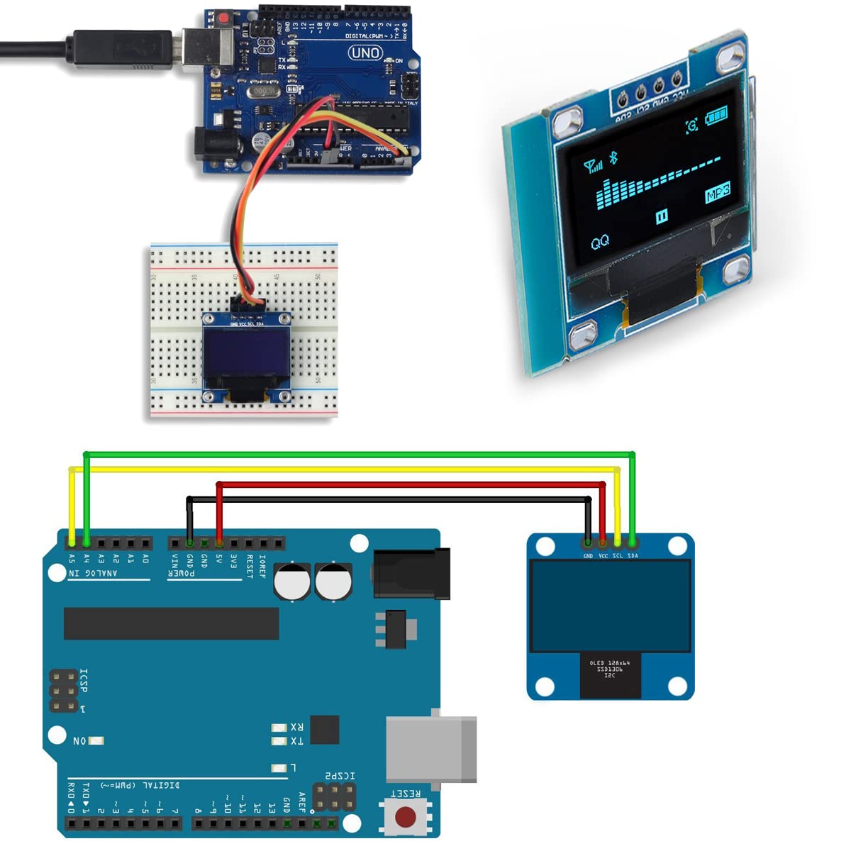 Seamuing I2c IIC Serial Oled LED Blue Display Module 0.96 Inch 128 * 64 ...