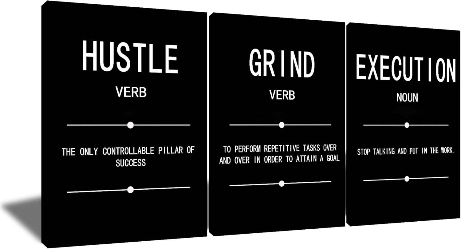 Amazon.com: Grind Hustle Execution Noun Motivational Painting Wall Art ...