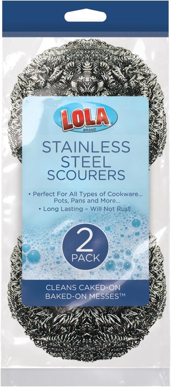 Amazon.com: Stainless Steel Wool Scouring Pad by LOLA Brand, 18 Grams ...
