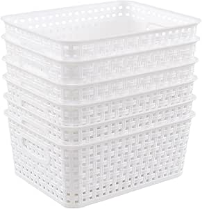Amazon.com: Nihenok 6-Pack Plastic Woven Storage Baskets, Plastic ...