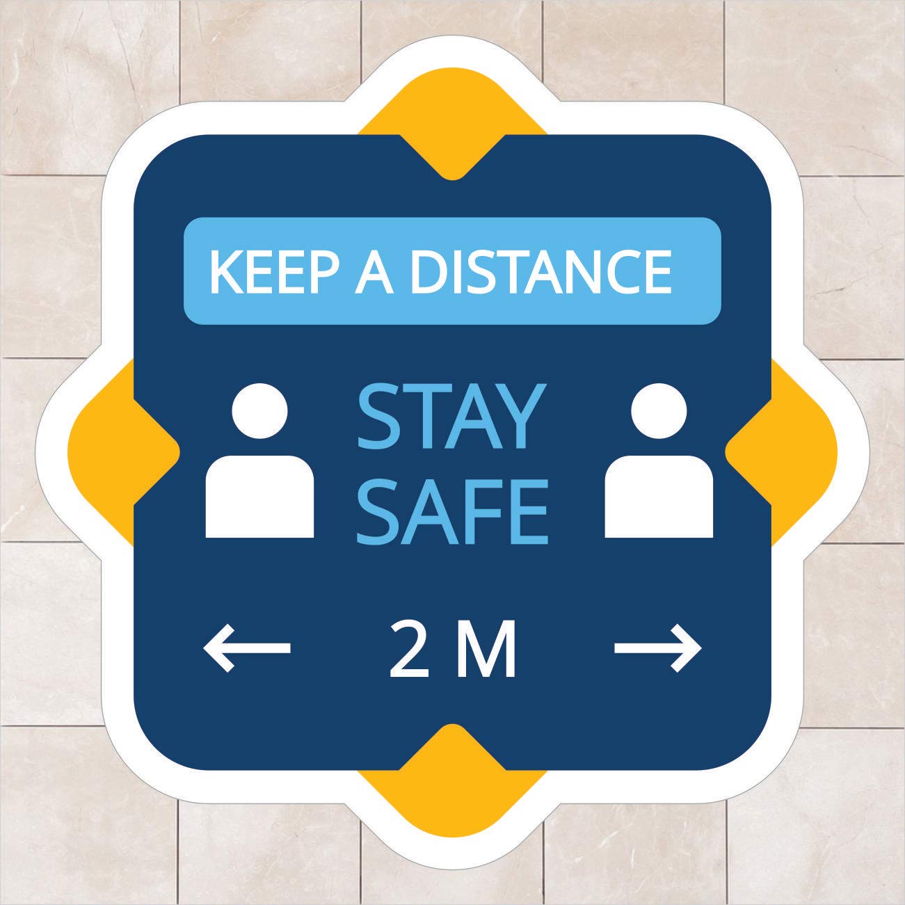 DG KRAFT Keep Distance Floor Sign Stickers - 12"x12" inches (Matt ...