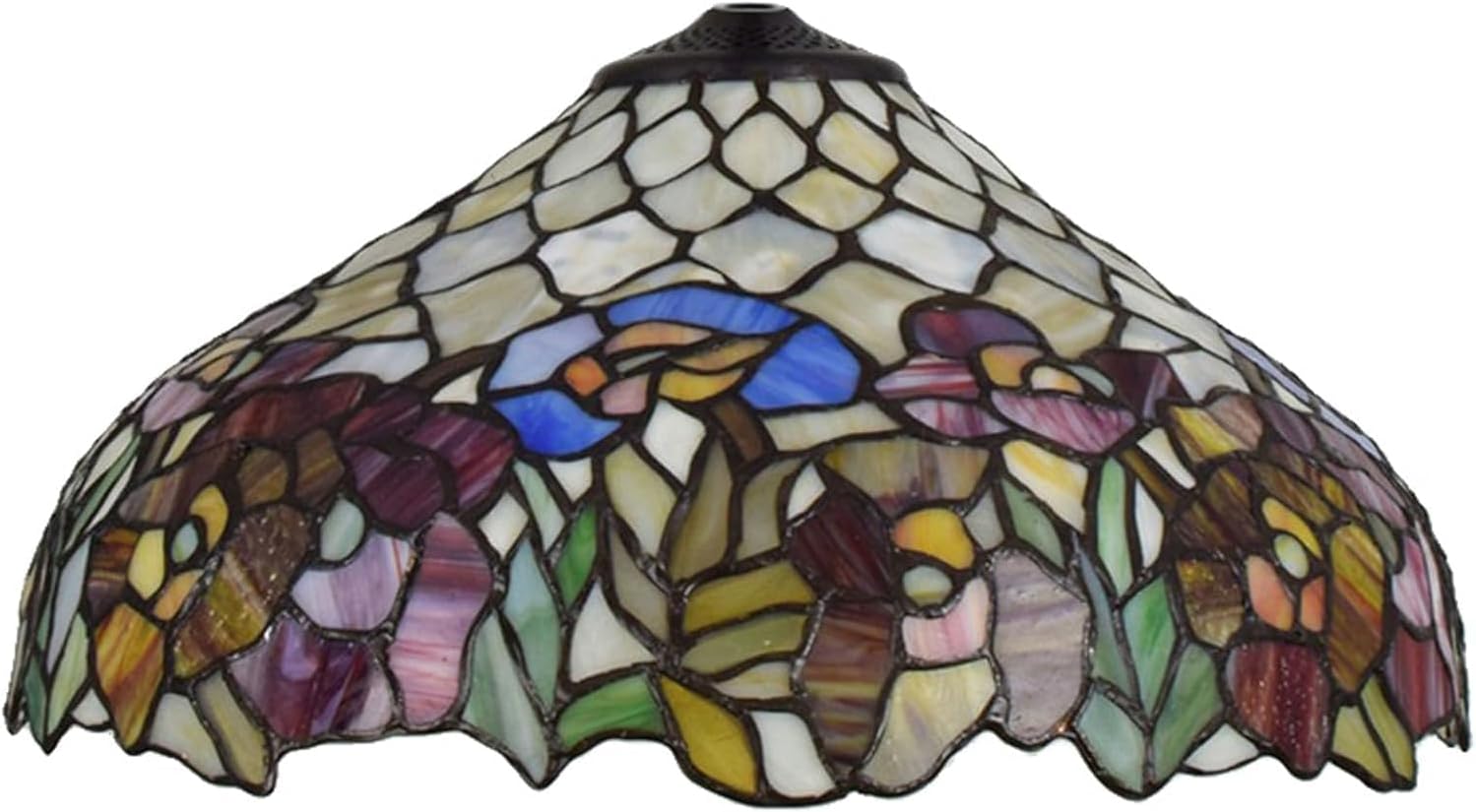 16-Inch Tiffany Style Lamp Shade Replacement Only, Floral Stained Glass ...