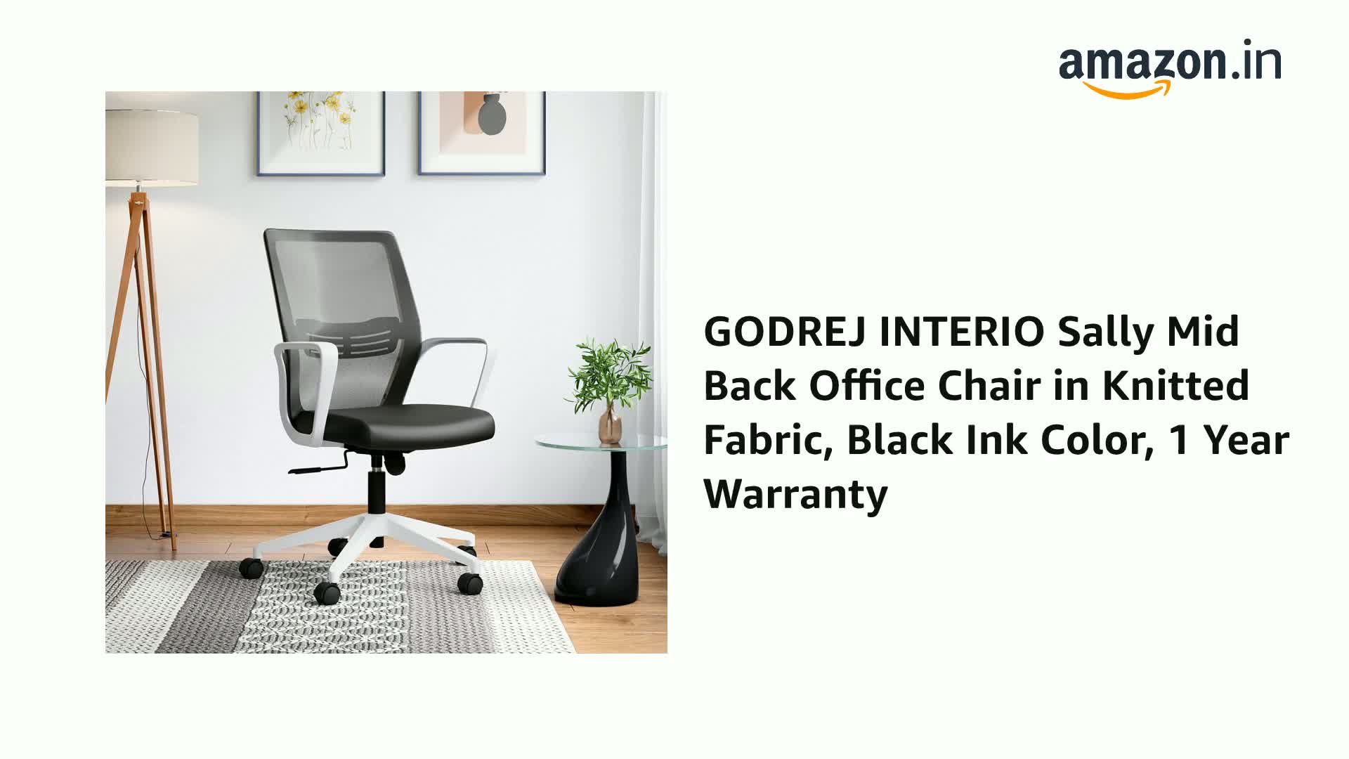 Watch GODREJ INTERIO Sally Mid Back Office Chair in Knitted Fabric ...