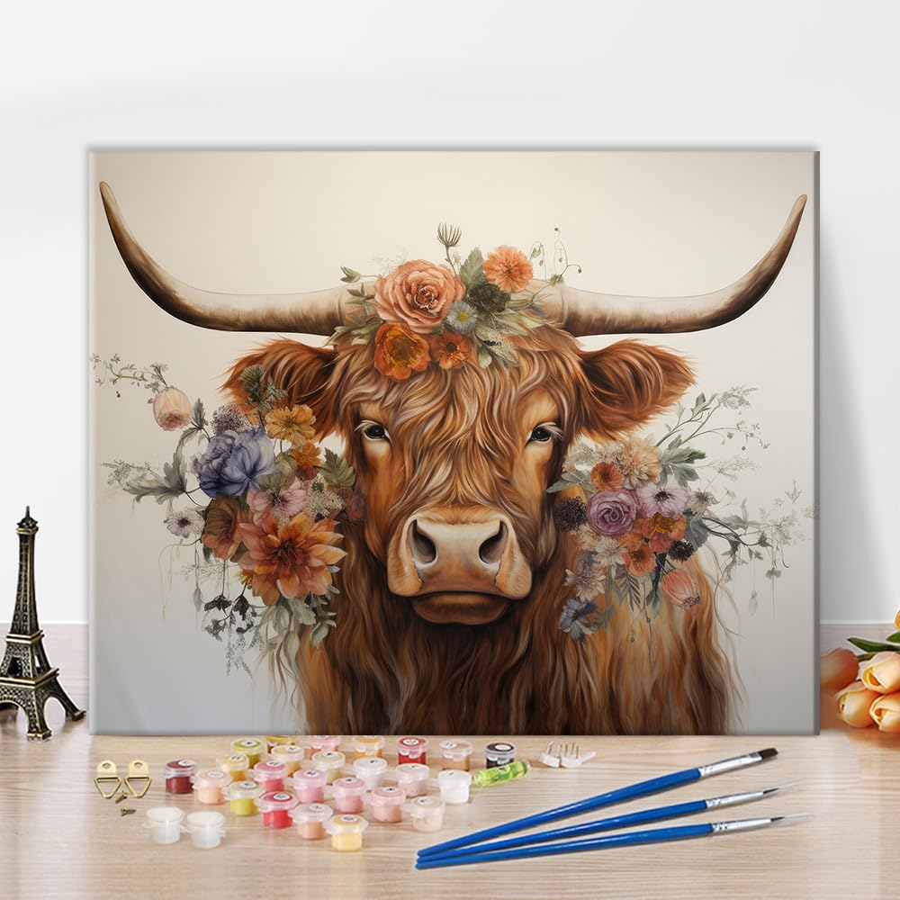 Amazon.com: TUMOVO Highland Cow Paint by Number for Adults Beginner DIY ...