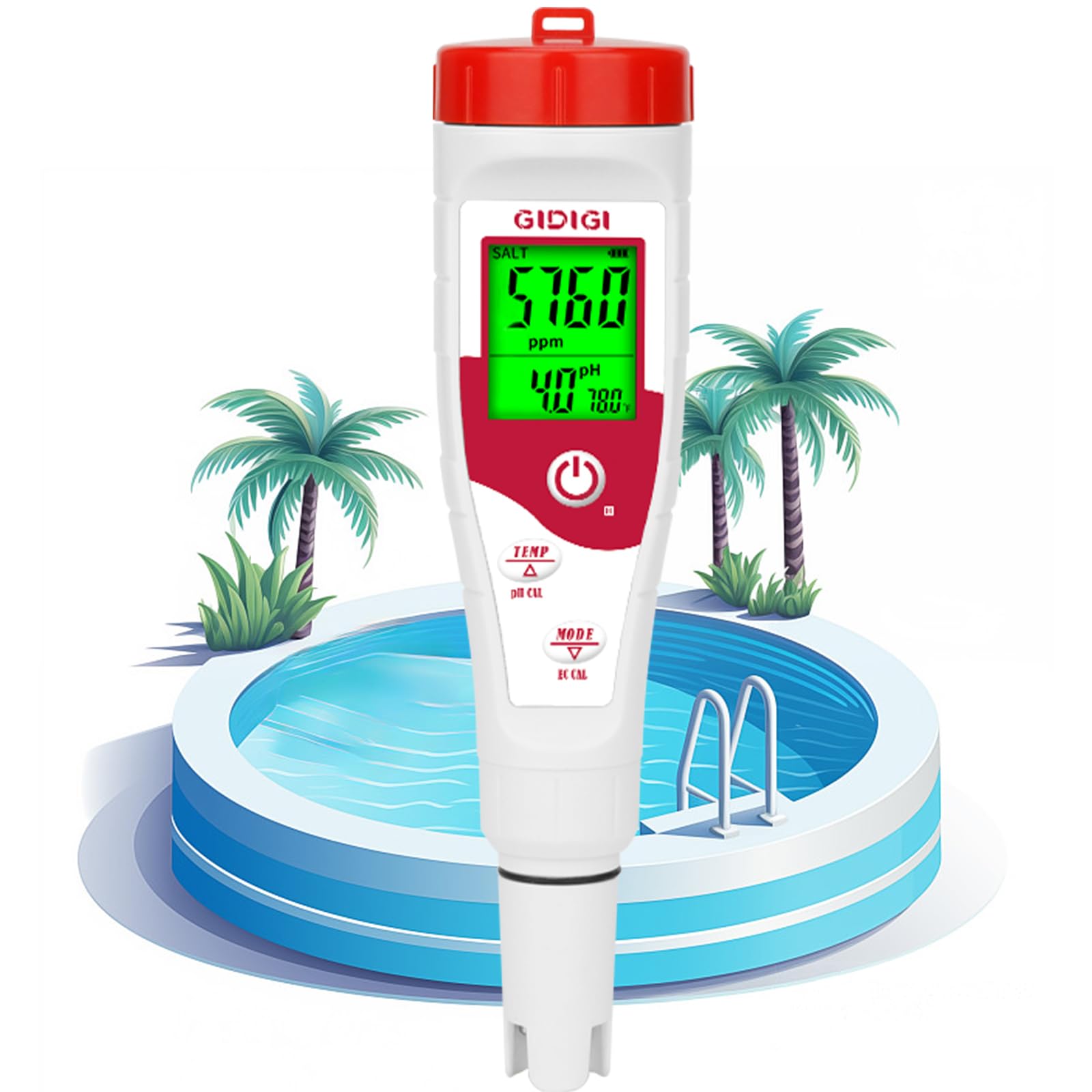 Amazon.com: GIDIGI Pool Salt Tester pH Meter New Update Digital pH ...