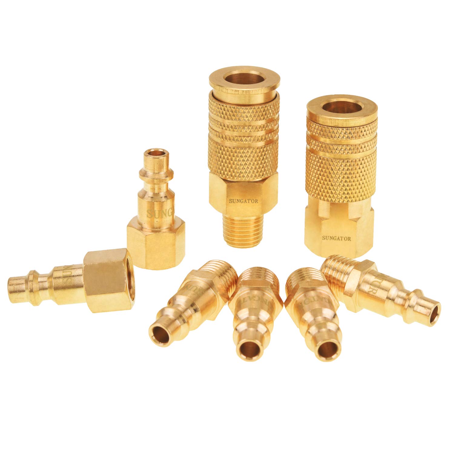 Snapklik.com : 8-Piece 1/4" NPT Air Compressor Fittings, Solid Brass ...