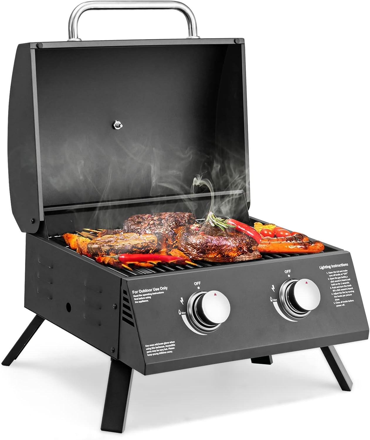 Amazon.com: COSTWAY Portable Gas Grill, 20,000 BTU Tabletop Barbecue ...