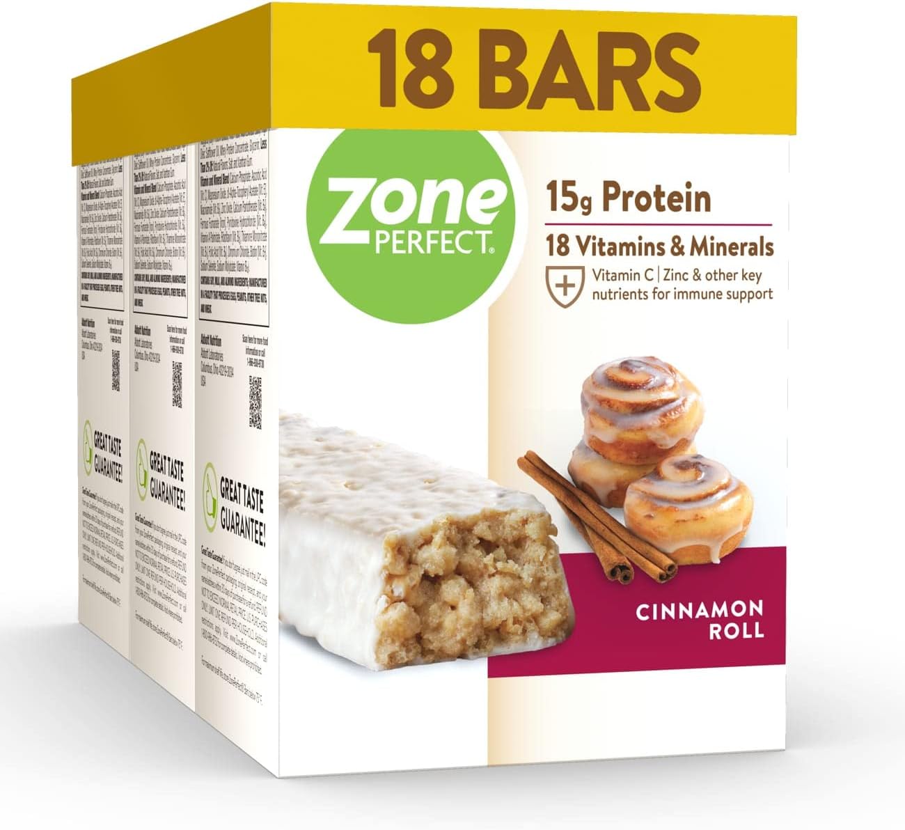 Amazon.com: Zone Perfect Nutrition Bar, Cinnamon Roll, 5 Count [Pack of ...