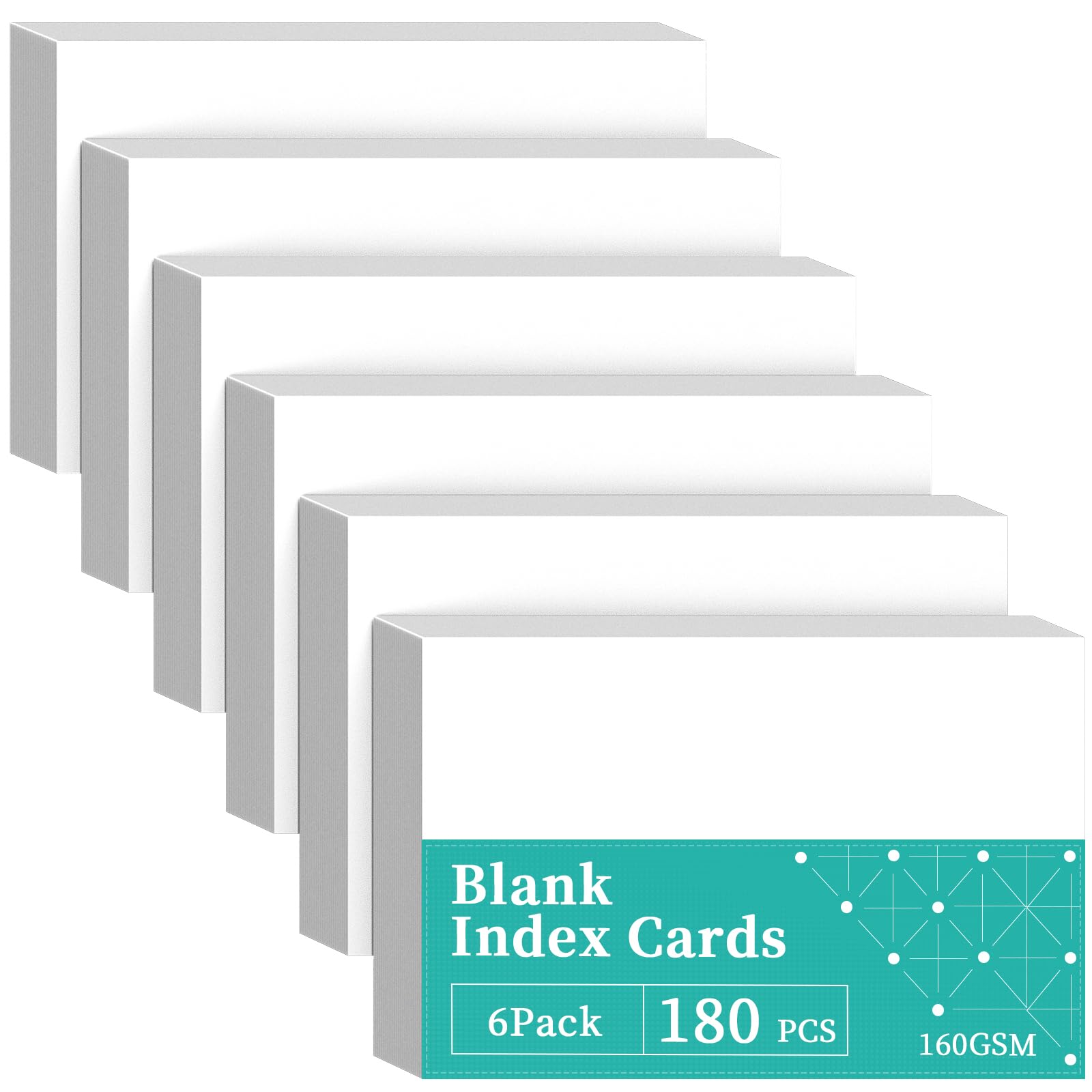 Snapklik.com : 180 PCS Index Cards 4x6 Flash Cards, White 4x6 Note Pads ...