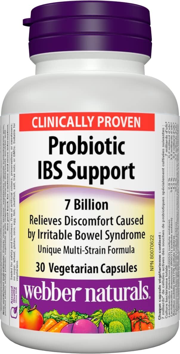 Webber Naturals Probiotic IBS Support 30 Vegetarian Capsules : Amazon ...