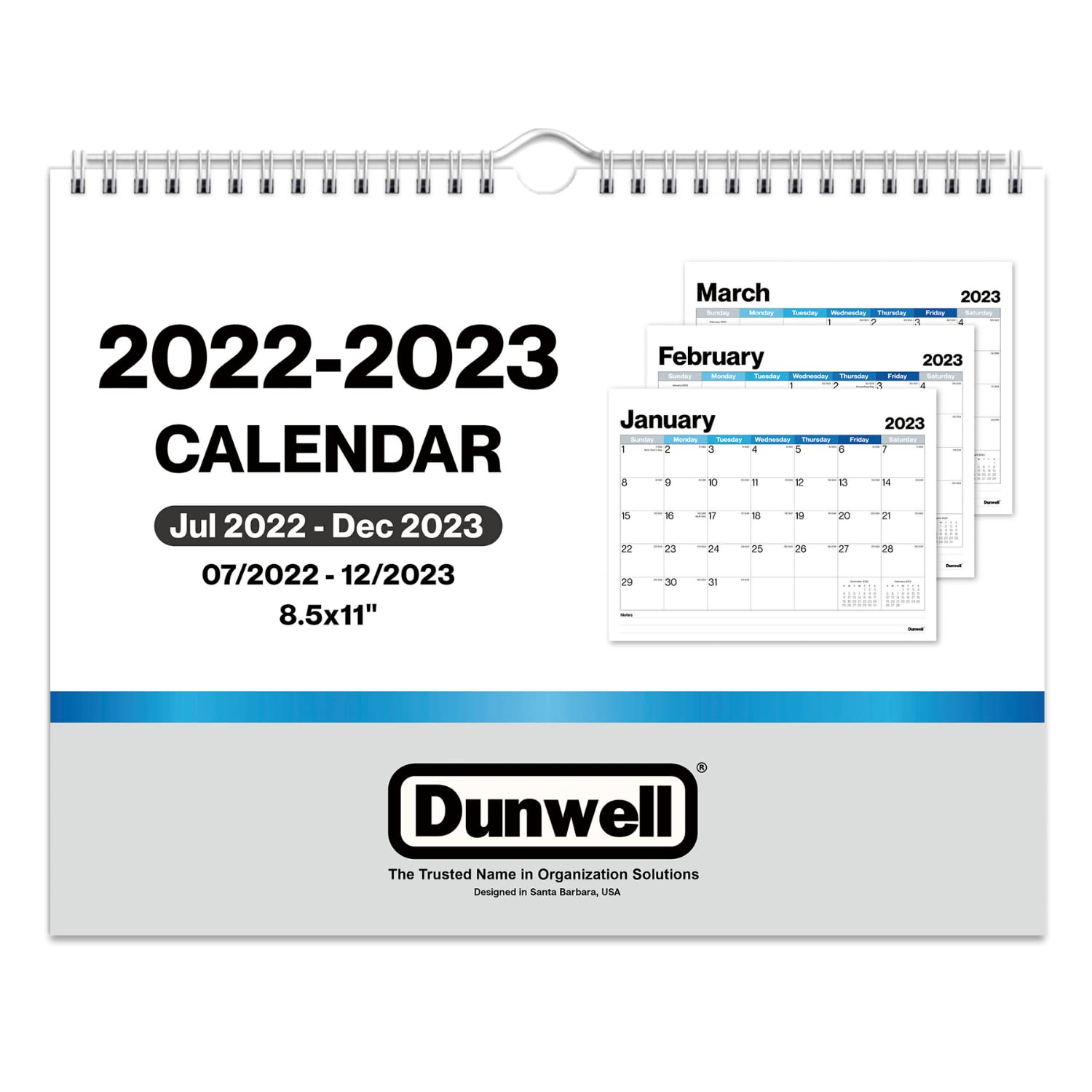 Buy Dunwell Office Wall Calendar 2022-2023 - (8.5x11, Blue Shades) 18 ...