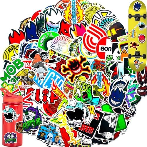 Amazon.com: Skateboard Stickers 100pcs Cool Brand Skate Stickers for ...