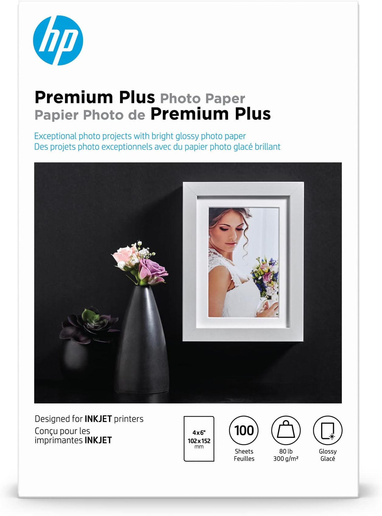 HP Premium Plus Photo Paper, Glossy, 4x6, 100 Sheets (CR668A) : Amazon ...